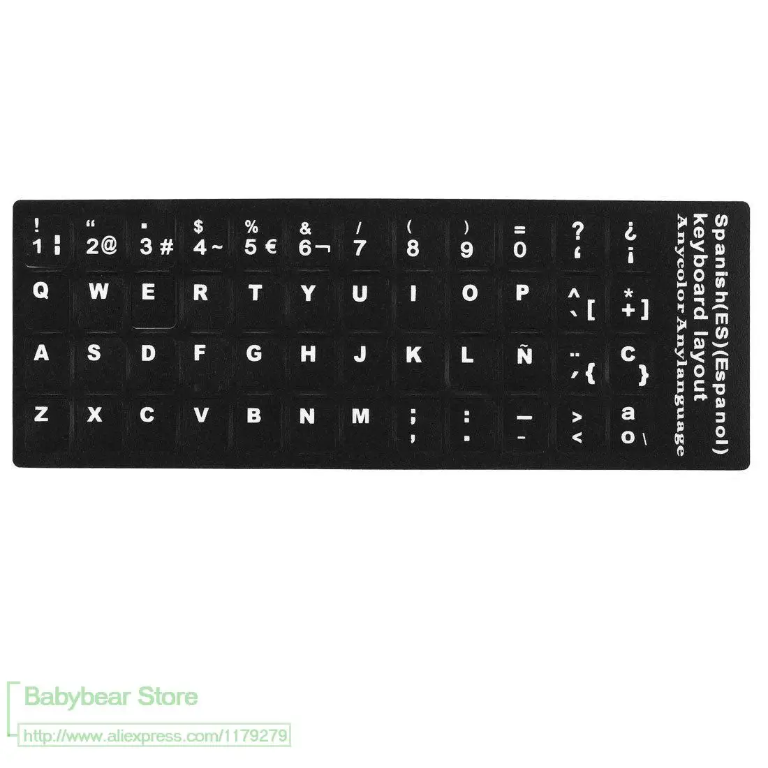 50pcs Spanish Letters Alphabet Learning Keyboard Layout Sticker For ...