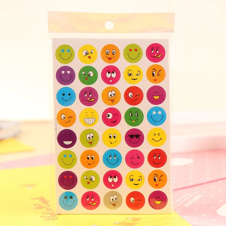 10 Sheets/set Cartoon cute Smile Face Emoji Sticker Teacher Reward ...