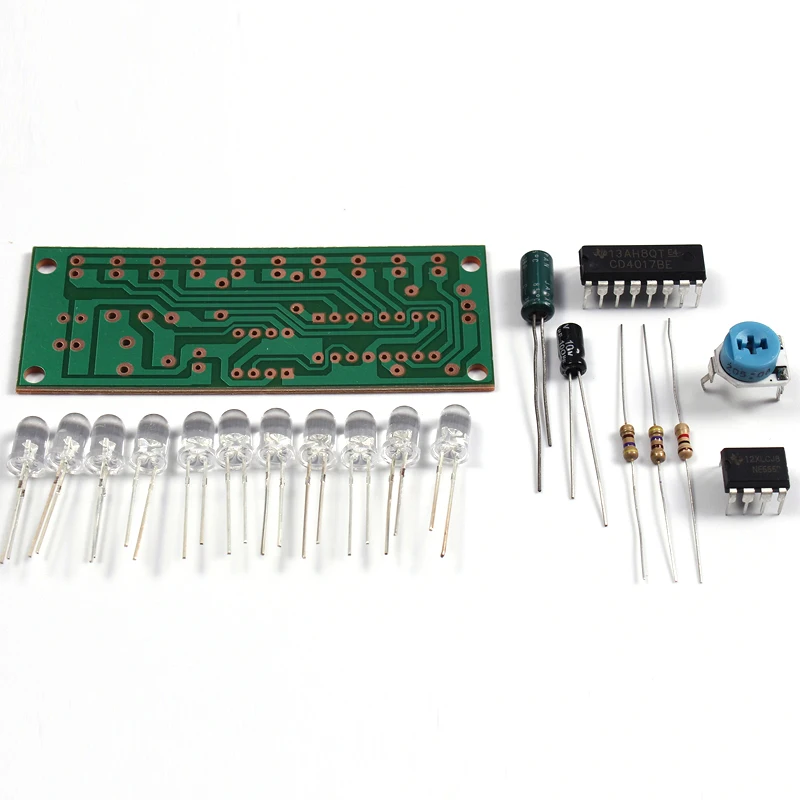 NE555 Electronic DIY Kit CD4017 Light Water Flowing Light LED Module DIY Marquee Light White ...