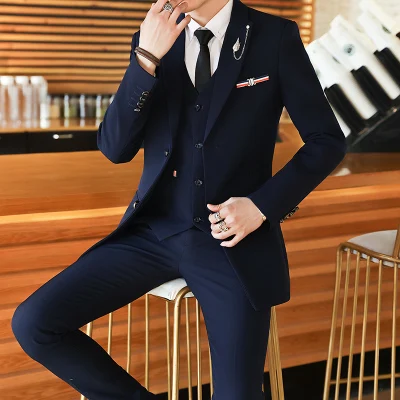 2018 new suit men three pieces of Korean version of the South Korean ...