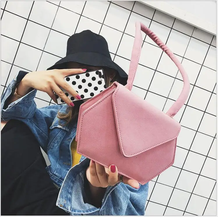 New Fashion Trapezoid Shape Shoulder Flap Simple Frosted PU Leather Top ...
