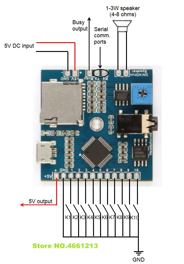 1PCS-FN-BC10-10-Buttons-Triggered-MP3-Sound-Module-10-Trigger-Inputs ...