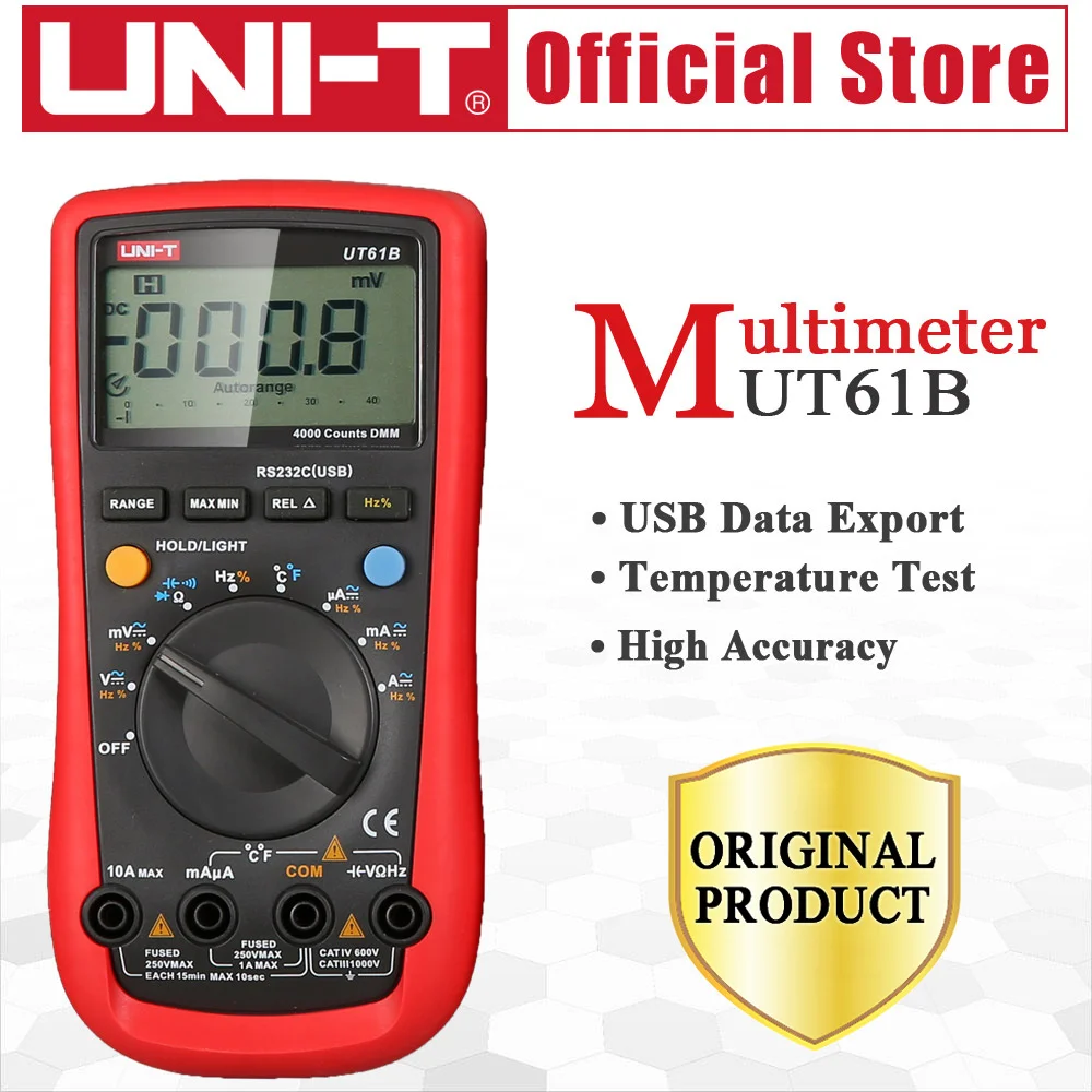 UNI T UT61B DMM Digital Multimeters 3999 Count Auto Range USB PC ...