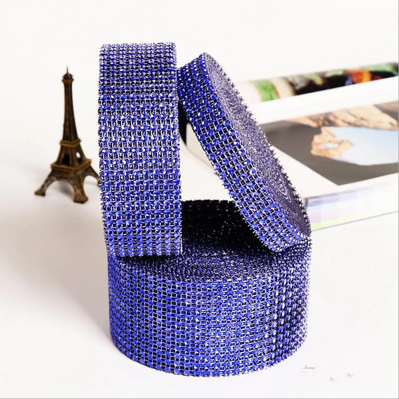 Rollo de diamantes de imitación de plástico azul real, 10 yardas, red ...