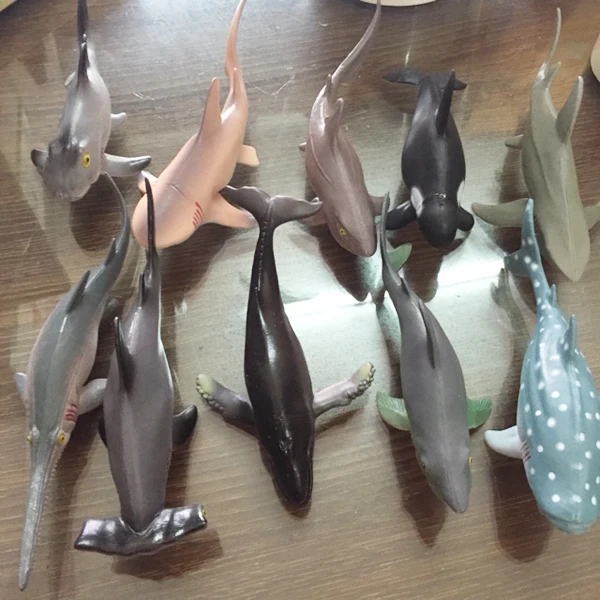 (10 pieces/lot) Soft Plastic Big Sharks Model Set 15-20cm PVC Sea Life ...