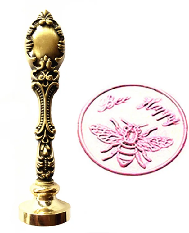 MDLG Vintage Bee Happy Fancy Script Custom Picture Logo Luxury Wax Seal ...