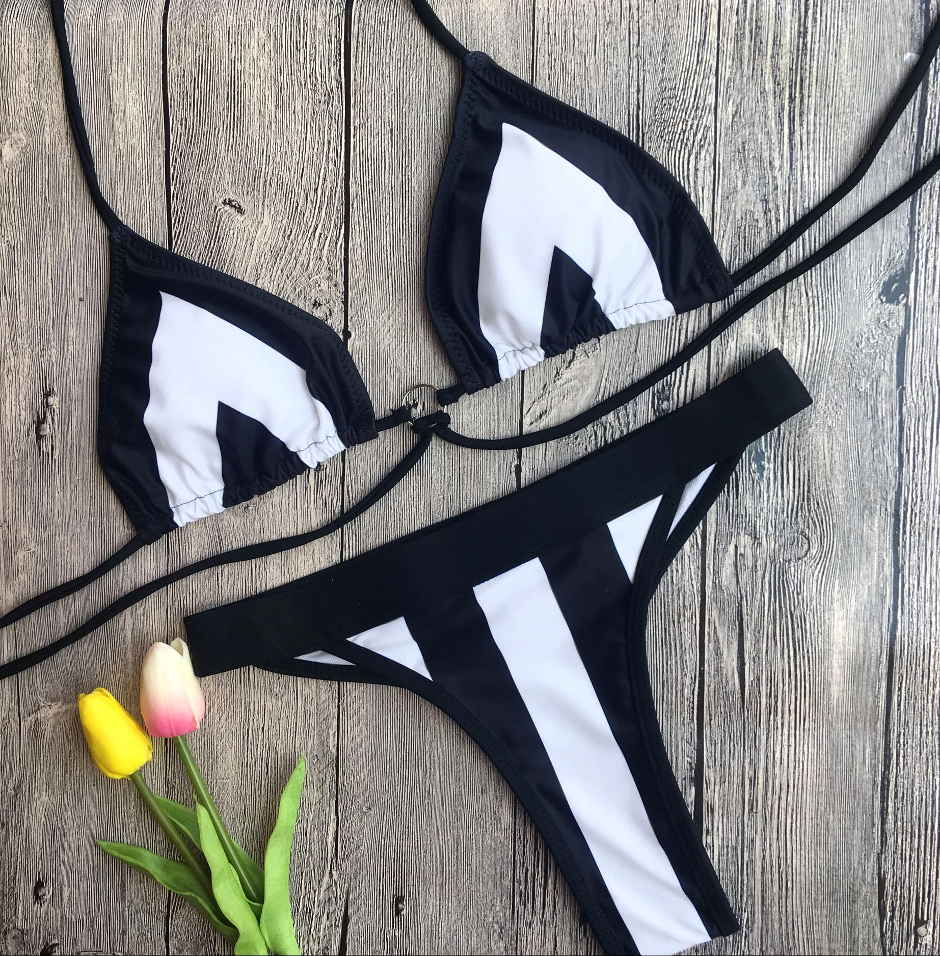 Hot Printed Bikini Set Push Up Swimsuit Bandage Bikinis Woman Top Low ...