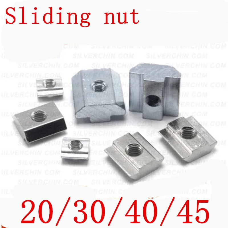 100pcs 50pcs 20pcs M3 M4 M5 M6 T Block Square nuts T-Track Sliding Hammer Nut for Fastener ...