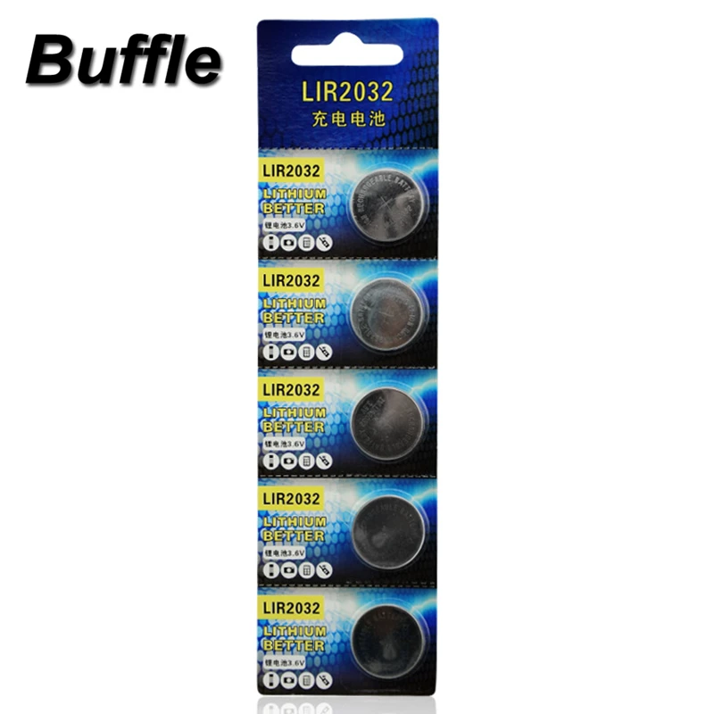 Batería de iones de litio recargable LIR2032, pila de botón, reemplazo ...