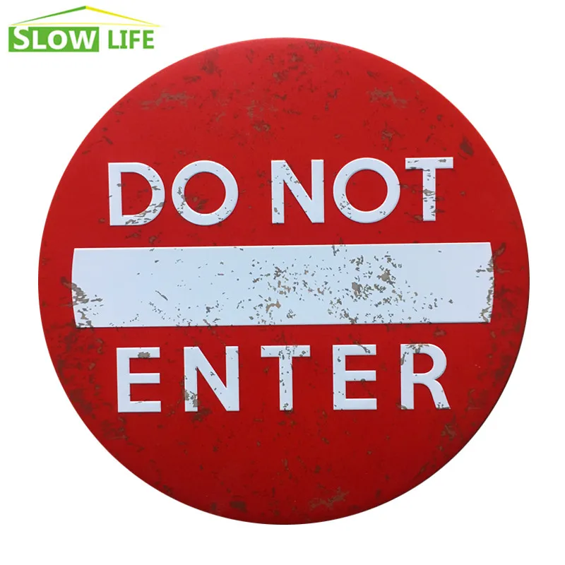 New Round Tin Sign Do Not Enter Metal Tin Sign Vintage Home Decor Tin ...