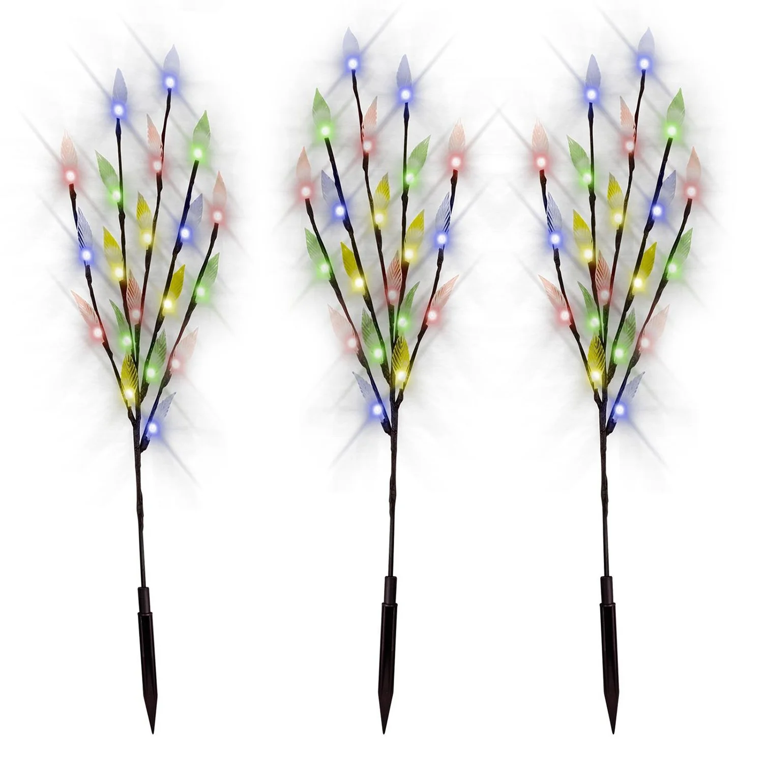 Solar Power 60 Led Tree Branch Leaf Lights Path Borders Outdoor Garden ...