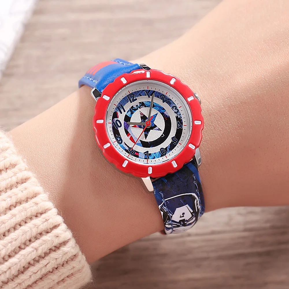 Disney Watch Kids Marvel Children Watch Red Blue Captain America Boys ...