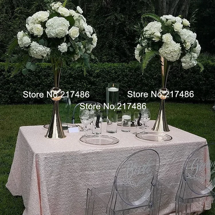 Soporte de flores doradas para decoración de bodas, candelabro de mesa de plomo en carretera ...