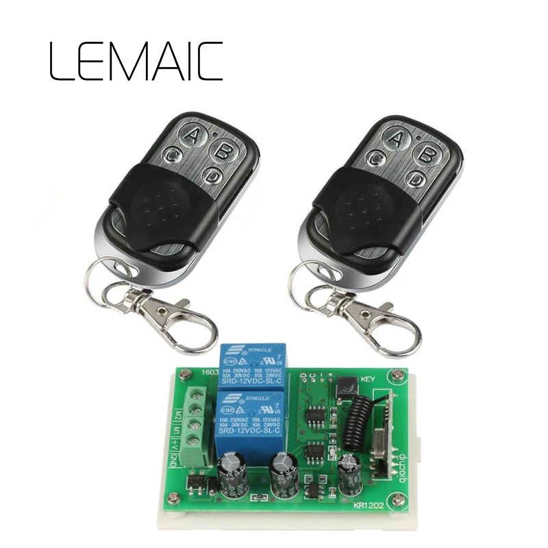 433 Mhz Universal Wireless Remote Control Switch DC 12V 2CH Relay ...