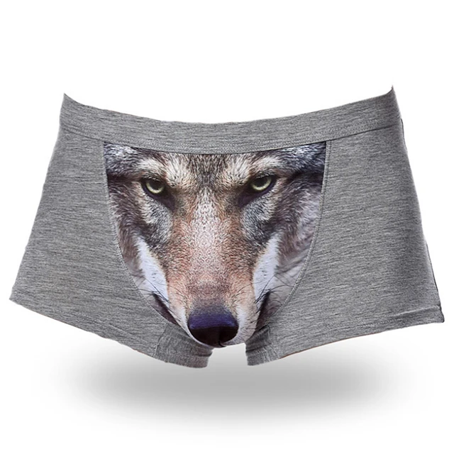 Wolf Underwear Men Cotton Funny Men's Boxer Shorts Pouch Bulge Sexy ...