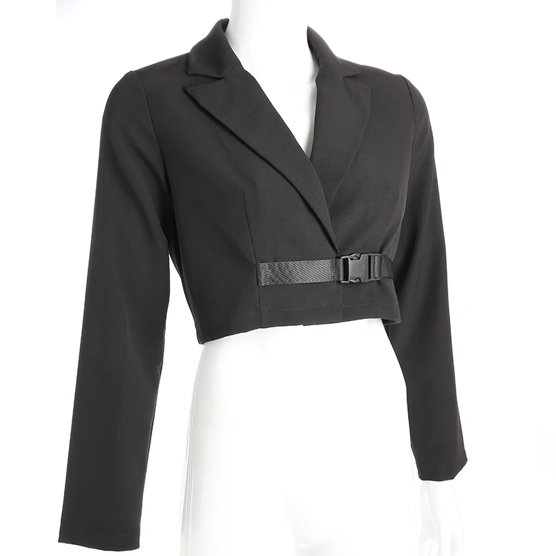 SUCHCUTE черный короткий Блейзер Женский Повседневный длинный рукав ...