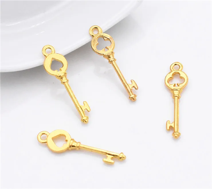 20pcs-lot-28x7mm-2-Style-Gold-Color-Plated-Key-Charm-Pendant-DIY ...