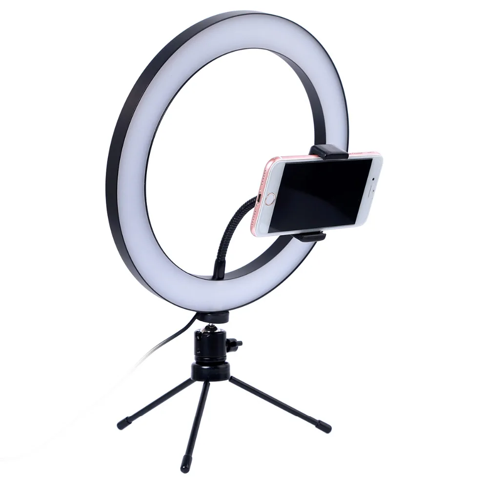 Photo LED Selfie Stick Ring Fill Light 10inch Dimmable Camera Phone ...