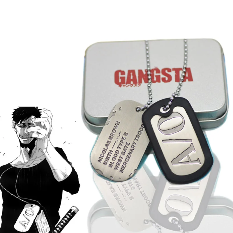Gangsta a/0 개 태그 니콜라스 브라운 용병 목걸이 펜던트 갱스터 코스프레 티타늄 스틸 체인 s/0 s/5 개 태그 ...