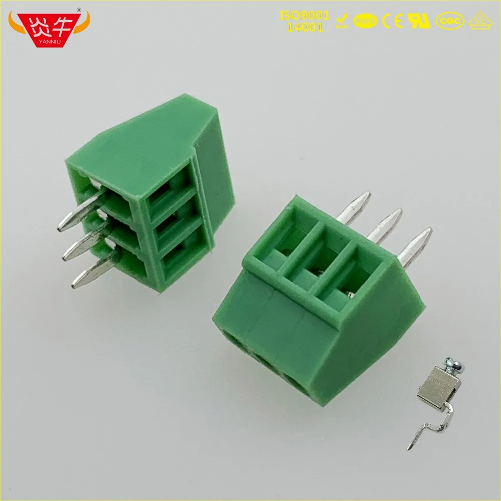 Kf308 2.54mm 3pin 미니 pcb 범용 나사 고정 터미널 블록 dg308 KF128 2.54 3P mpt 0,5/3 ...