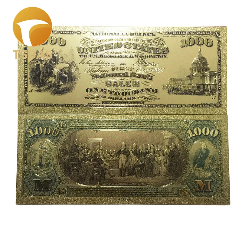 Gold Plated Banknote Collectible Gold Banknotes 10pcs/lot, USA 1000 ...