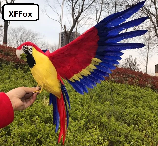 Big Real Life Wings Parrot Model Foam&feather Red&yellow Simulation ...