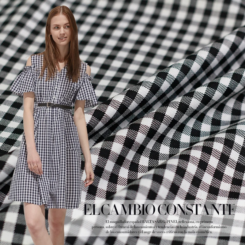 Black-and-white-interweave-polyester-ripstop-Spring-Autumn-dress-shirt ...