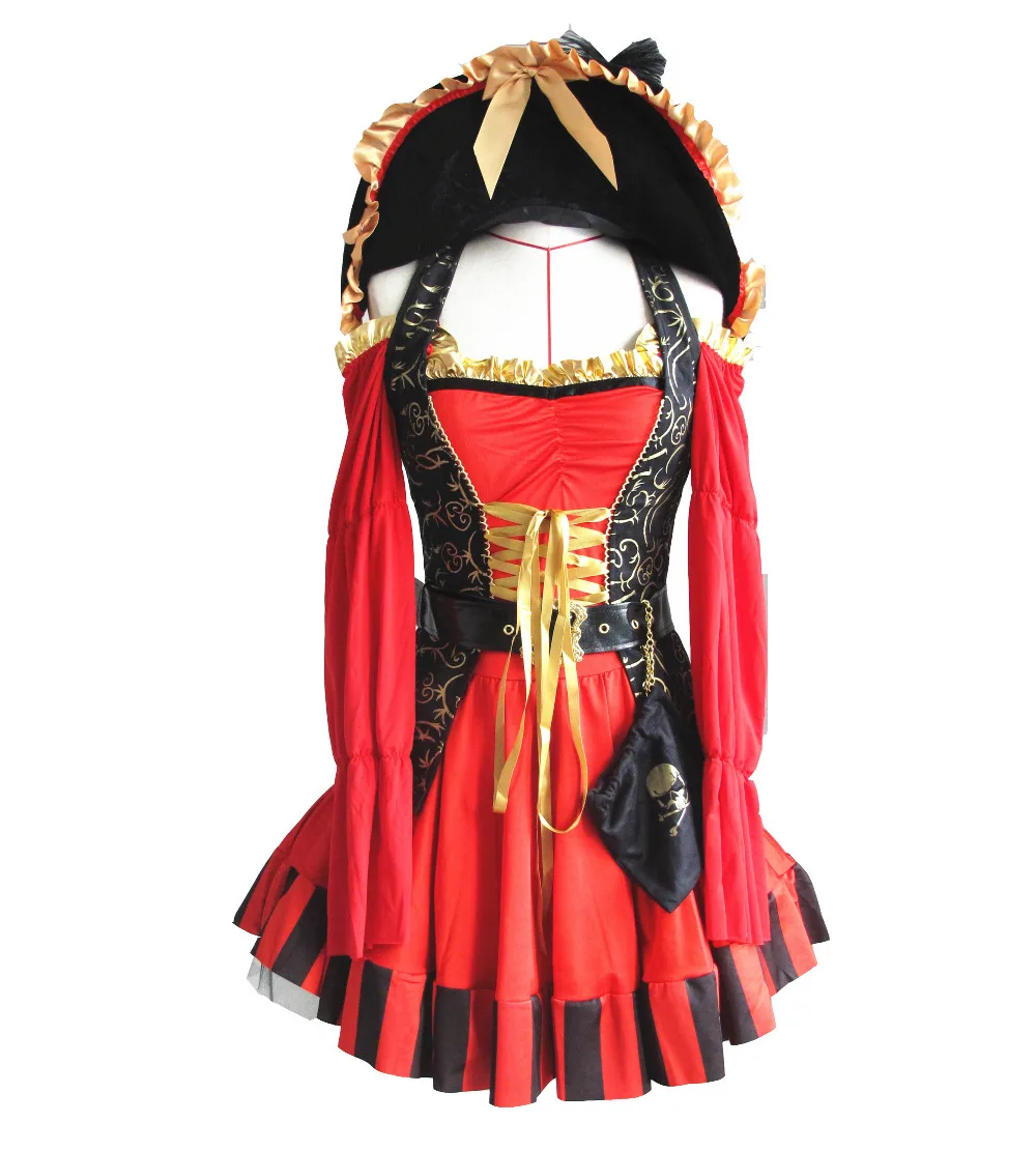 Utmeon New Luxury 5 Pieces Spanish Black Red Pirate Costume Adult Women
