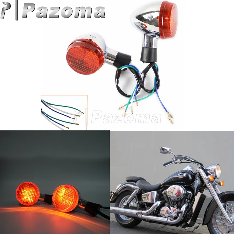 Pazoma Motorcycle E13 Chrome Front Turn Signal Blinker Lamp Amber Light ...