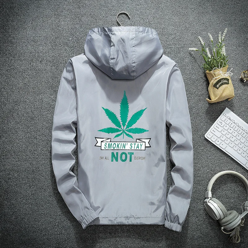 Jackets Men 2018 weed print Oversize jacket Hip Hop Brand Tracksuit ...