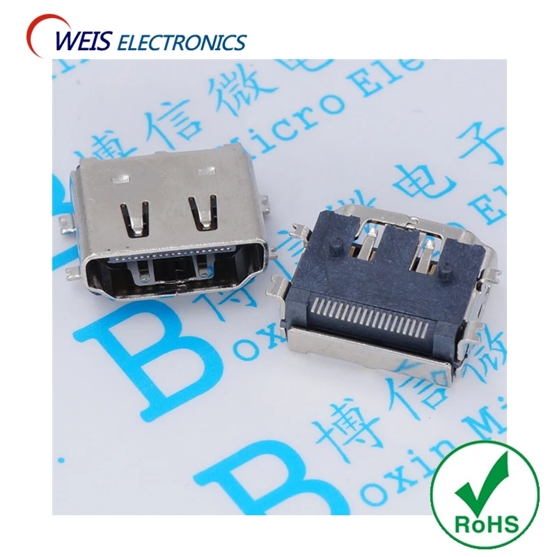 10PCS HDMI FEMALE SOCKET 19P 19PIN HD transmission Connector SMT 4 LEGS ...