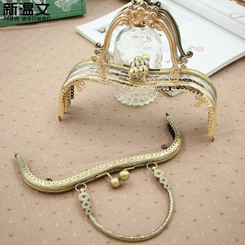 21cm M Vintage Metal Purse Frame golden antique bronze silver gold kiss ...