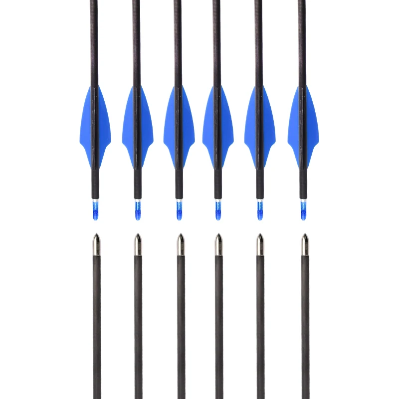6Pcs 100% Pure Carbon Arrow 30" ID4.2mm Spine 300 900 Fix Bullet Point ...