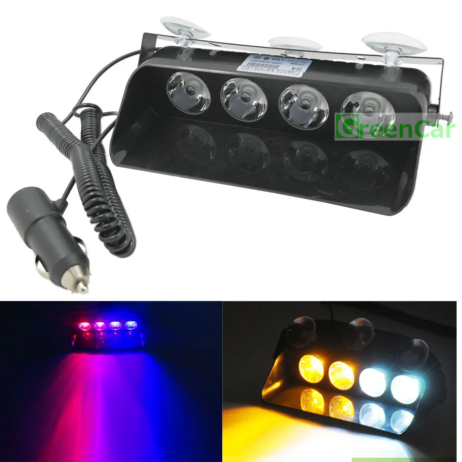 1Set 12W LED Windshield Police Warning Light Viper Strobe Beacons ...