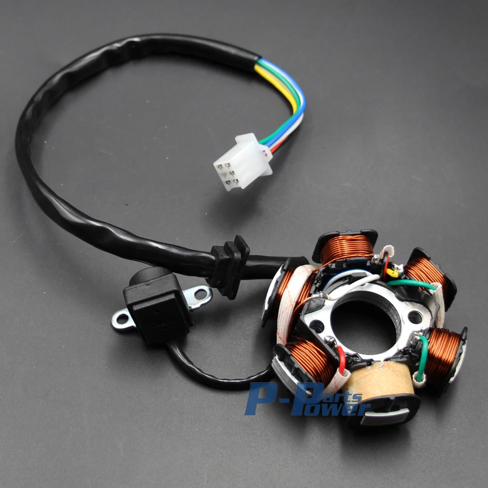 6 Coil 5 Wire Stator For 50cc-125cc ATVs 6 Coil 5 Wire ATV Magneto ...