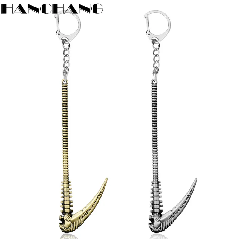 LOL Grim Reaper Karthus Scythe Model Keychain metal keyring men Jewelry ...