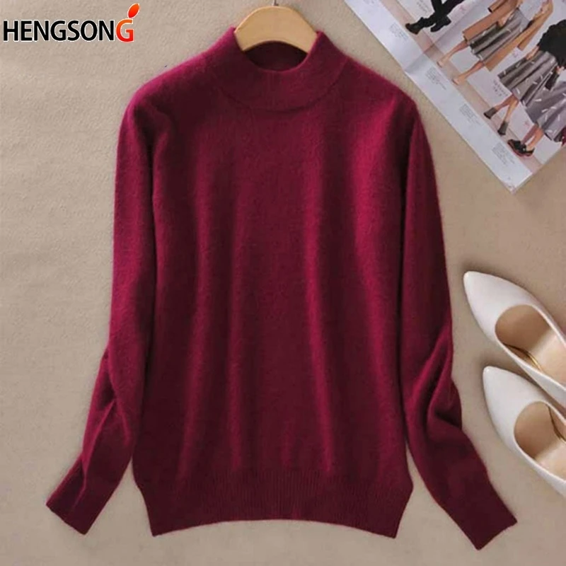 Pull Femme Hiver Cashmere Half Turtleneck Knitted Pullover Elastic