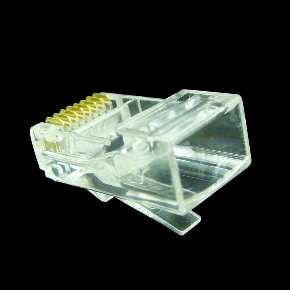 100Pcs Crystal Head RJ45 CAT5 CAT5E Modular Plug Gold Plated Network ...