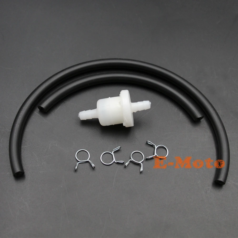Universal Inline Petrol Fuel Filter & 4 Clips With Hose Pipe Motorcycle ...