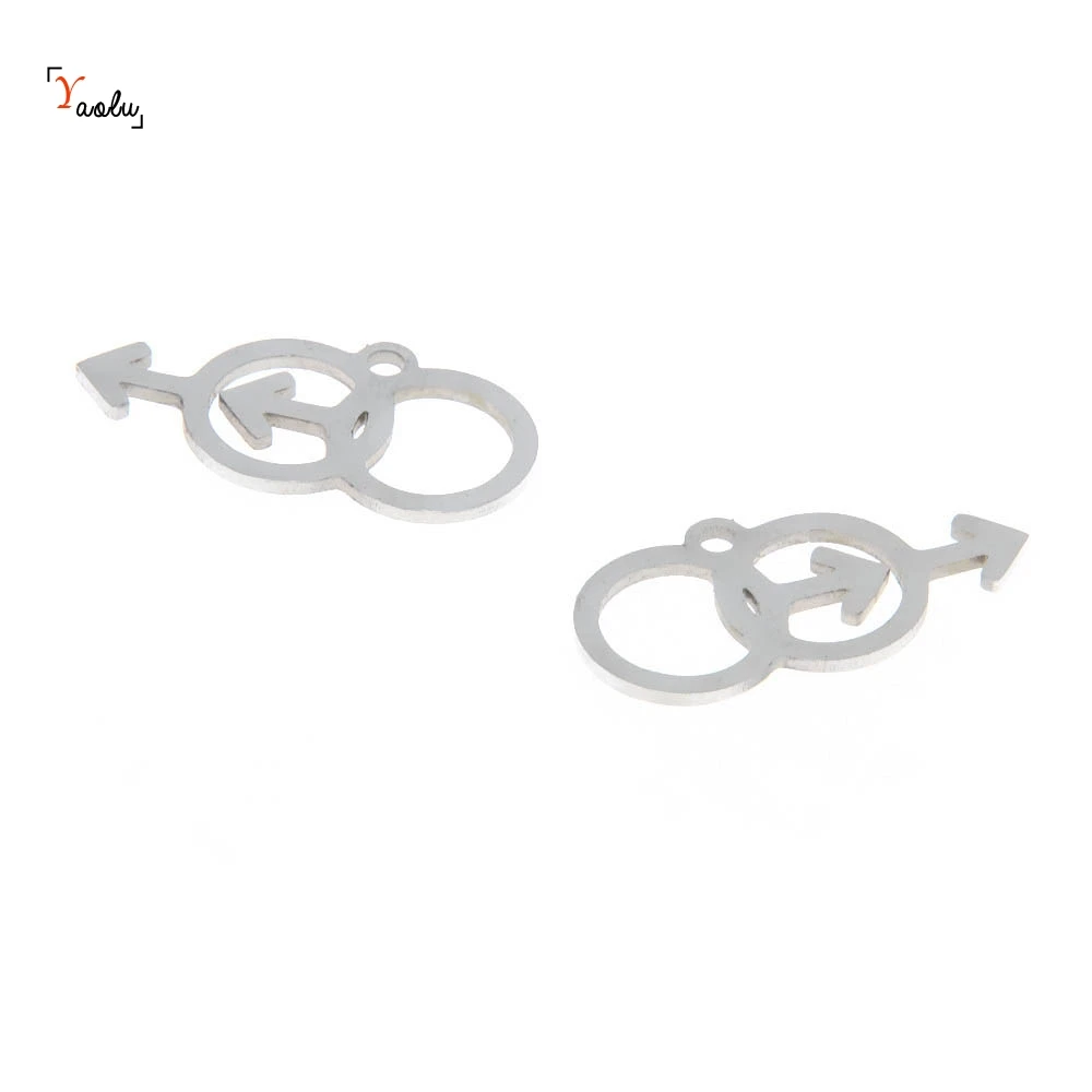 5pcs/lot Double mars Symbol charm Male arrow gay symbol Stainless steel ...