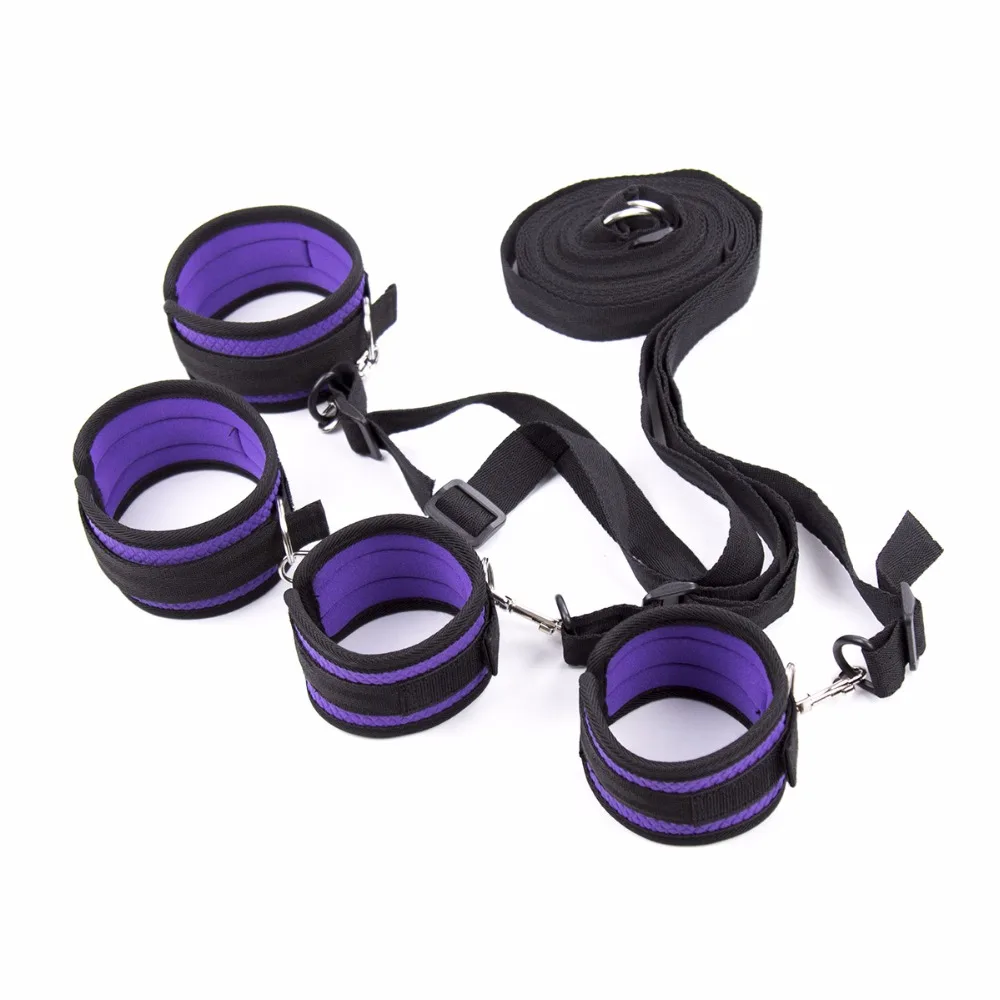 Purple Foam Hand And Ankle Cuffs Bondage Sets Bed Restraints Sex Bondage Restraints Toy Fetish
