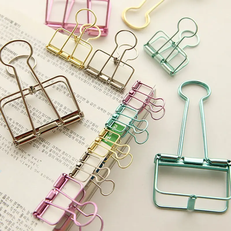 4pcs/ Lot Colorful Metal Hollowed-out Binder Clip Paper Clips Clamp ...
