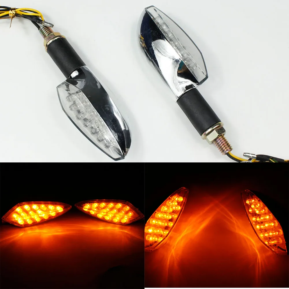 2pcs Silver 15 LEDs Triangle Turn Signal Indicator Flash Light Amber ...