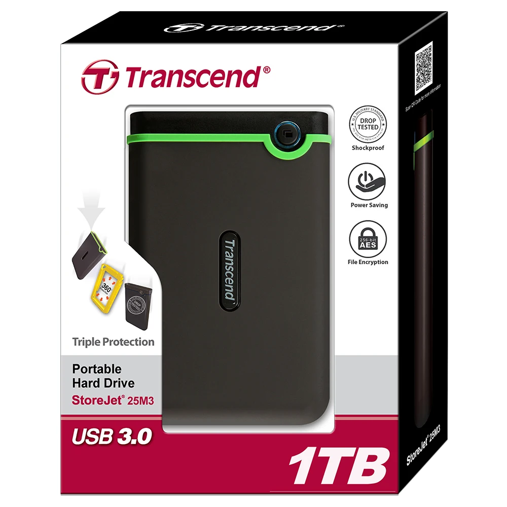 U.s. Military-grade Anti-shock Protection Transcend 25m3 Usb 3.0 ...