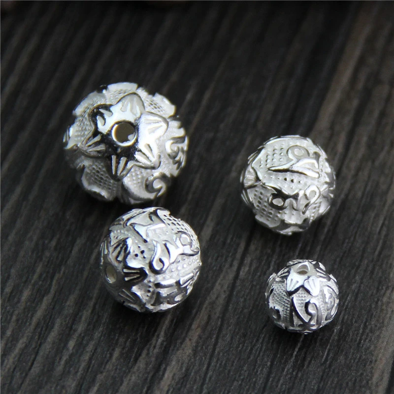 100% 925 Sterling Silver Spacer Beads 8mm 10mm 12mm 14mm Buddha Mantra ...