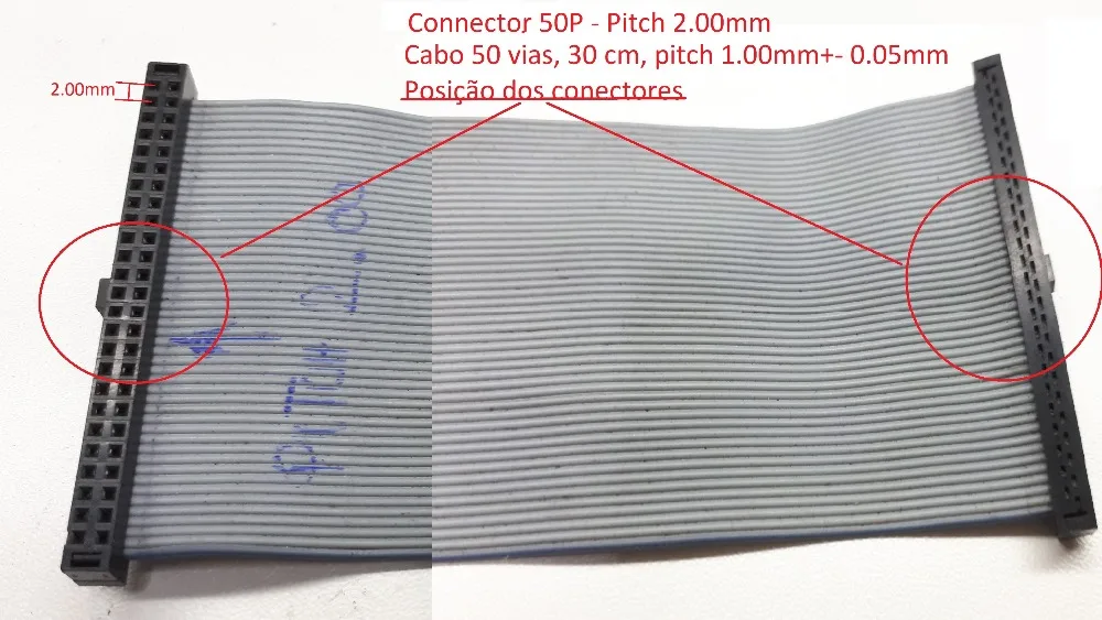 5pcs 2.0 mm IDC Socket Extension Cable 50 position 2x25 Pin Length 30 ...