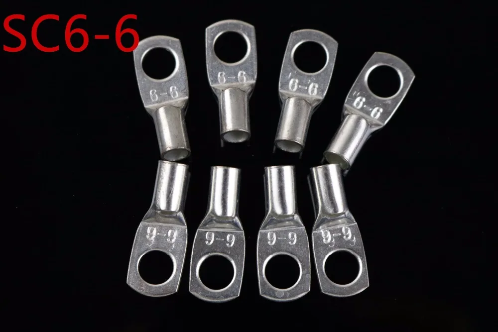 100PCS SC6 6 Tined 구리 연결 단자 볼트 구멍 케이블 러그 배터리 단자 6mm square wire|단말기 ...