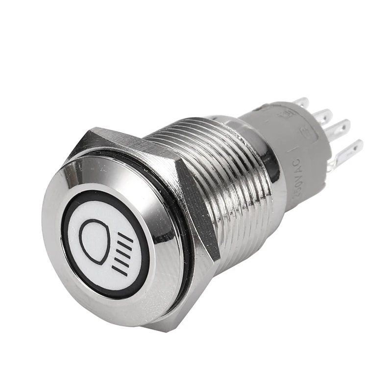 Front Fog Light -Interrupteur de détresse 12V 3a 16MM en métal illuminé ...