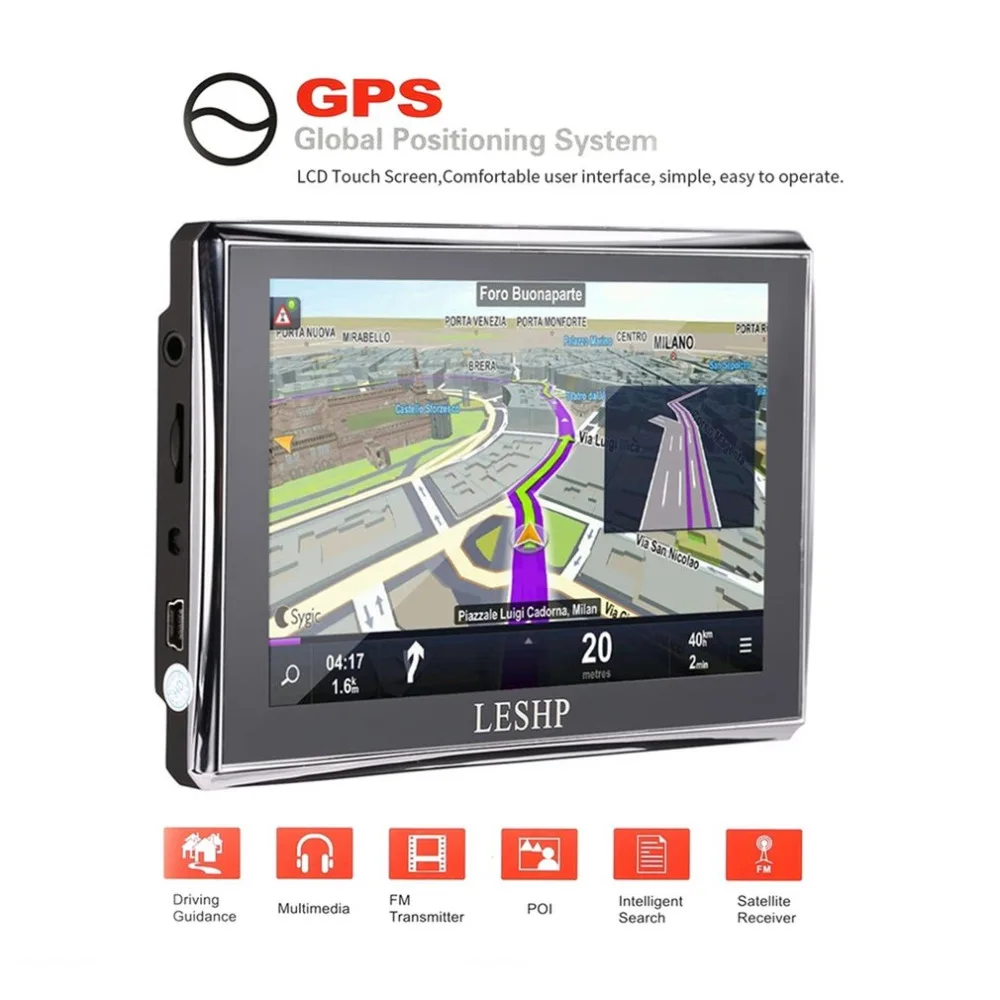 LESHP HD Car GPS Global Positioning System Touch Screen Navigation Map ...