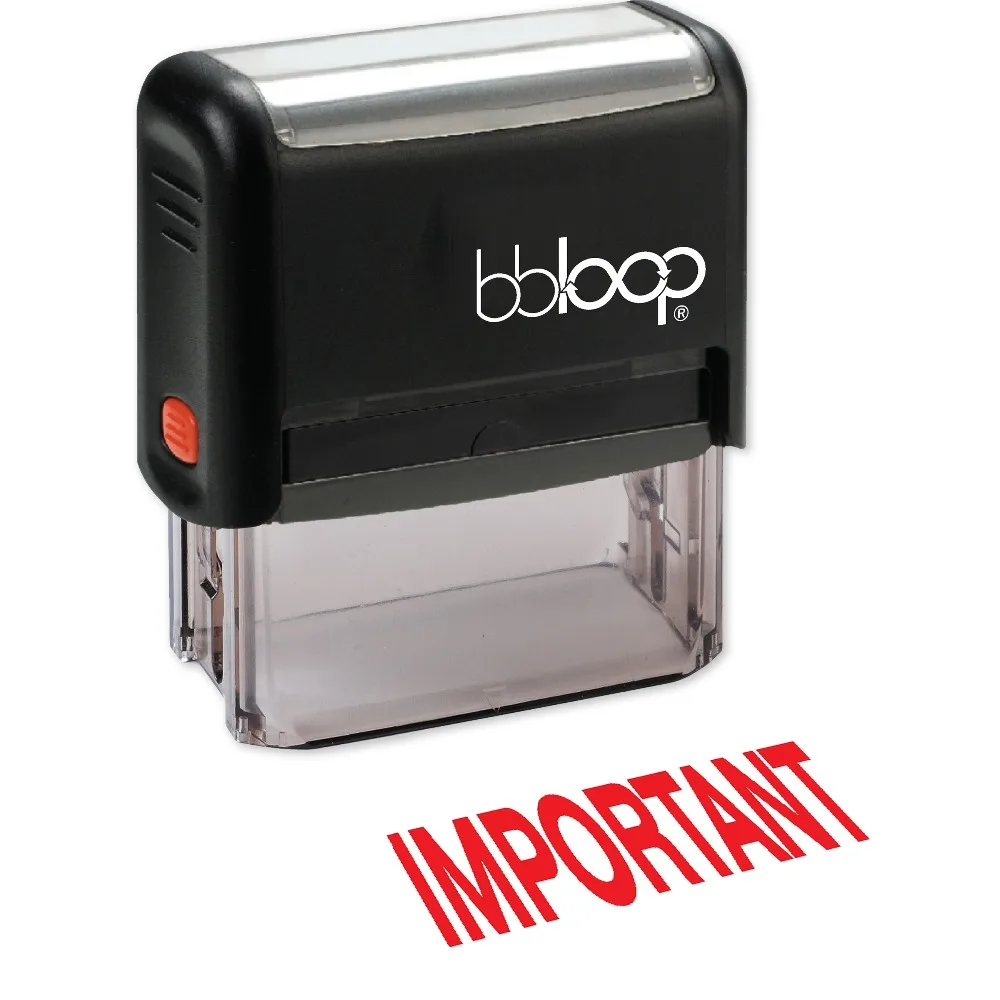 BBloop "IMPORTANT" Self Inking Stamp, Rectangular, Laser Engraved, RED ...
